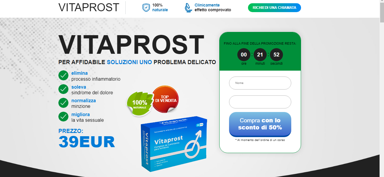 Vitaprost : Capsula, Recensioni, Prezzo, Ingredienti, lavori, Acquistare